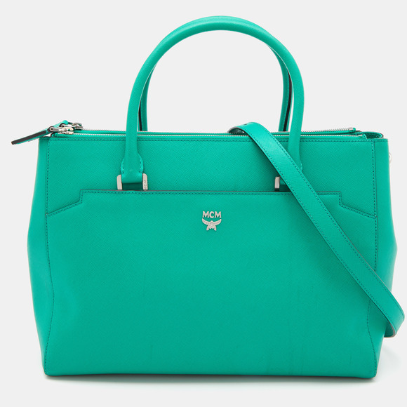 MCM | Bags | Mcm Green Leather Convertible Tote | Poshmark